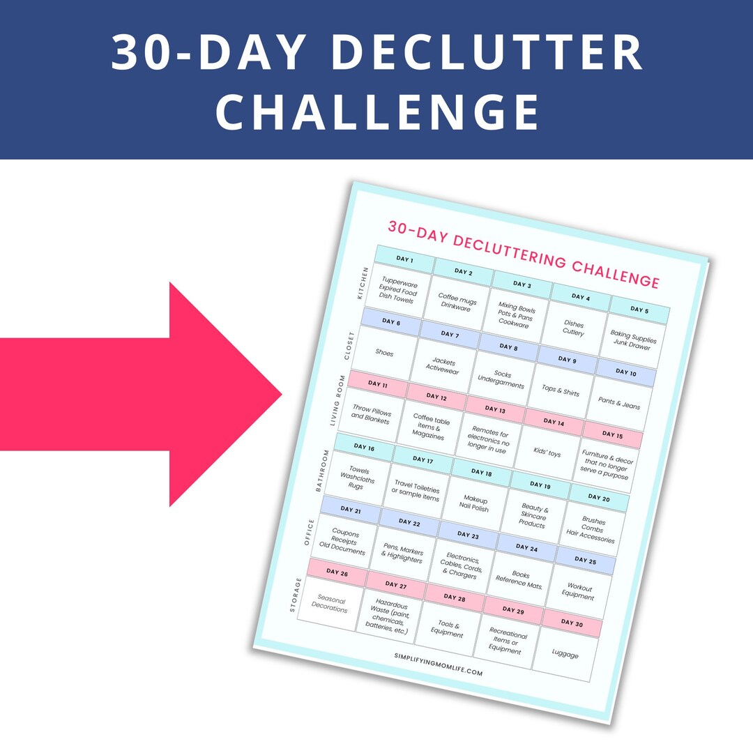 Week Declutter Schedule | Decluttering Month Schedule | 30-day ...