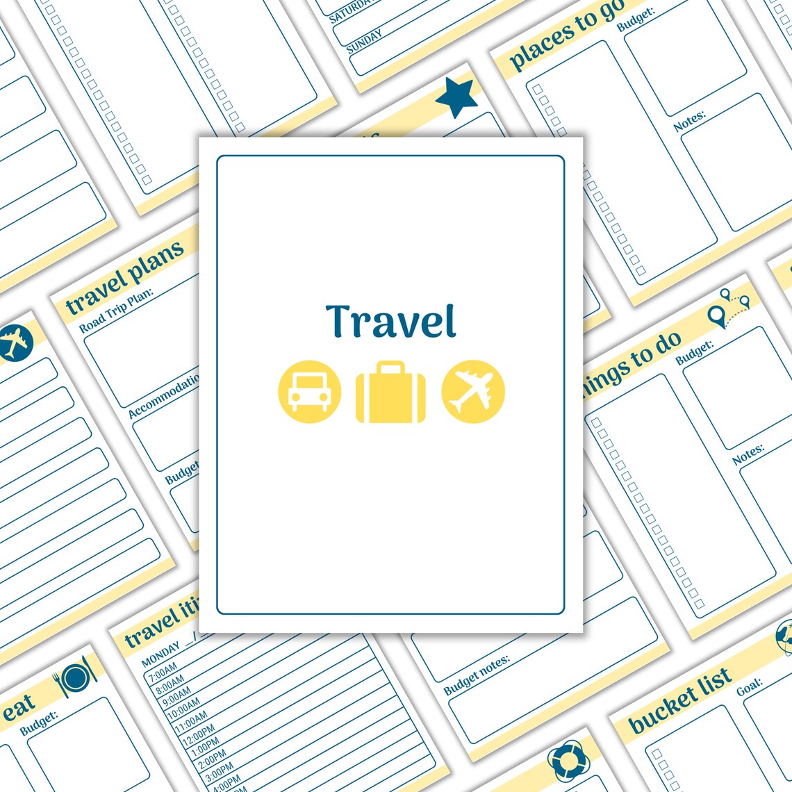 Travel Planner - Travel Checklist - Printable Packing List - Travel ...