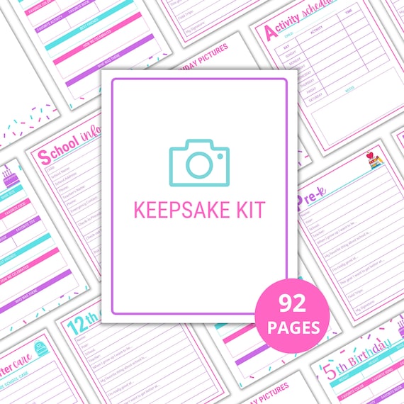 Kids Keepsake Kit Printable GIRL School Memory Book - Etsy