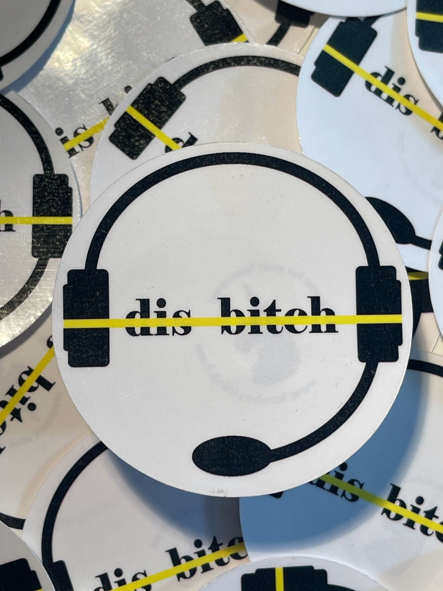 Thin Gold Line Dis Bitch dispatch Headset Sticker | Etsy