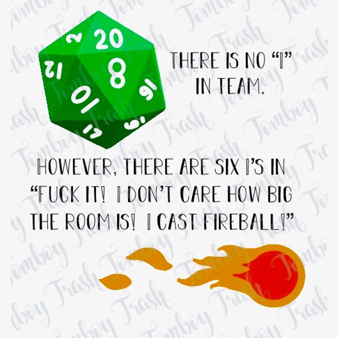 DND There is No I in Team Fireball Dungeons & Dragons Dice Sticker ...