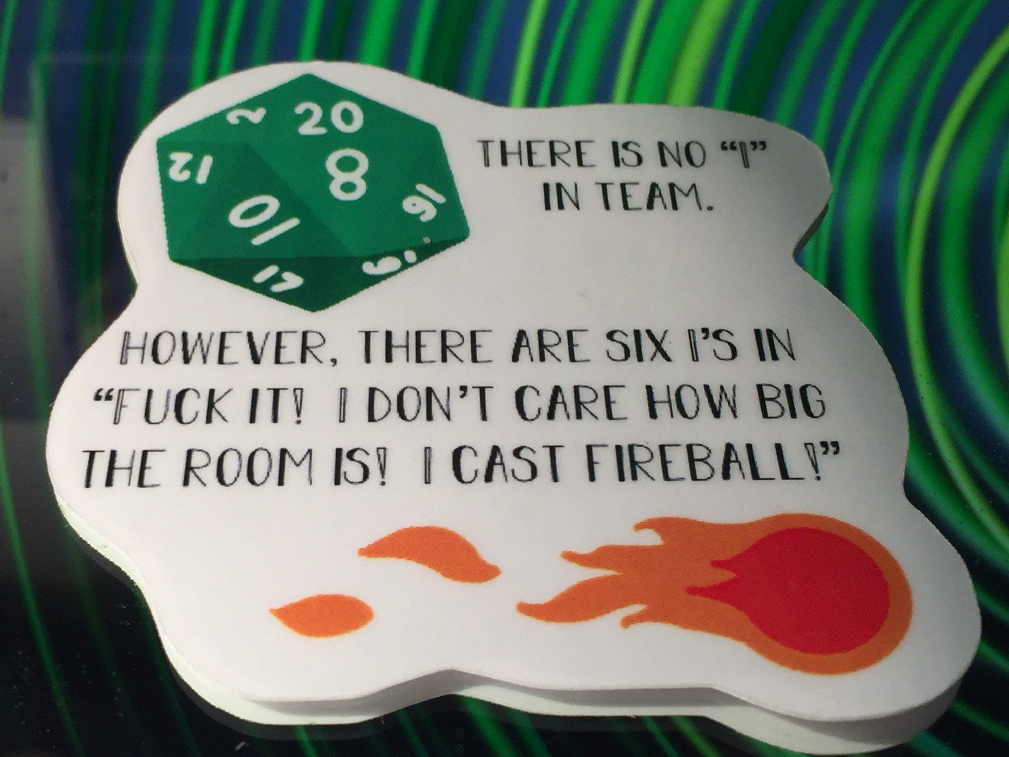 DND There is No I in Team Fireball Dungeons & Dragons Dice Sticker ...