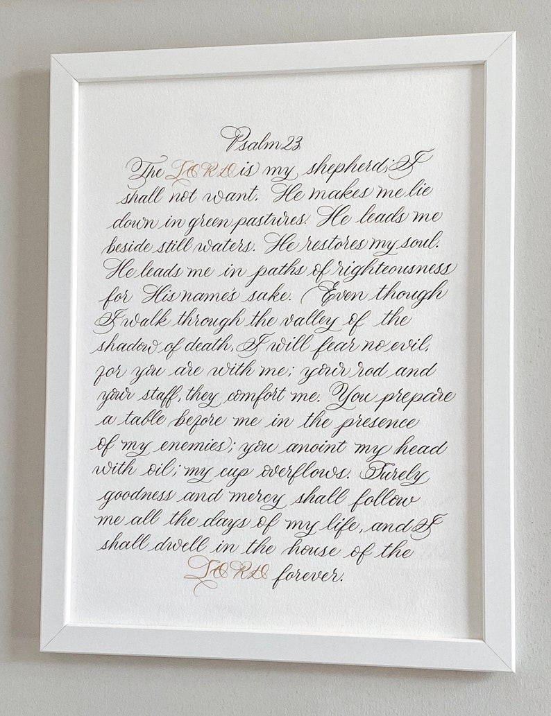 Bespoke Scripture Calligraphy Psalm 23 Bible Print - Etsy