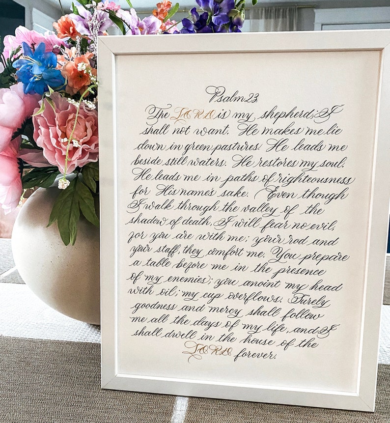 Bespoke Scripture Calligraphy Psalm 23 Bible Print - Etsy