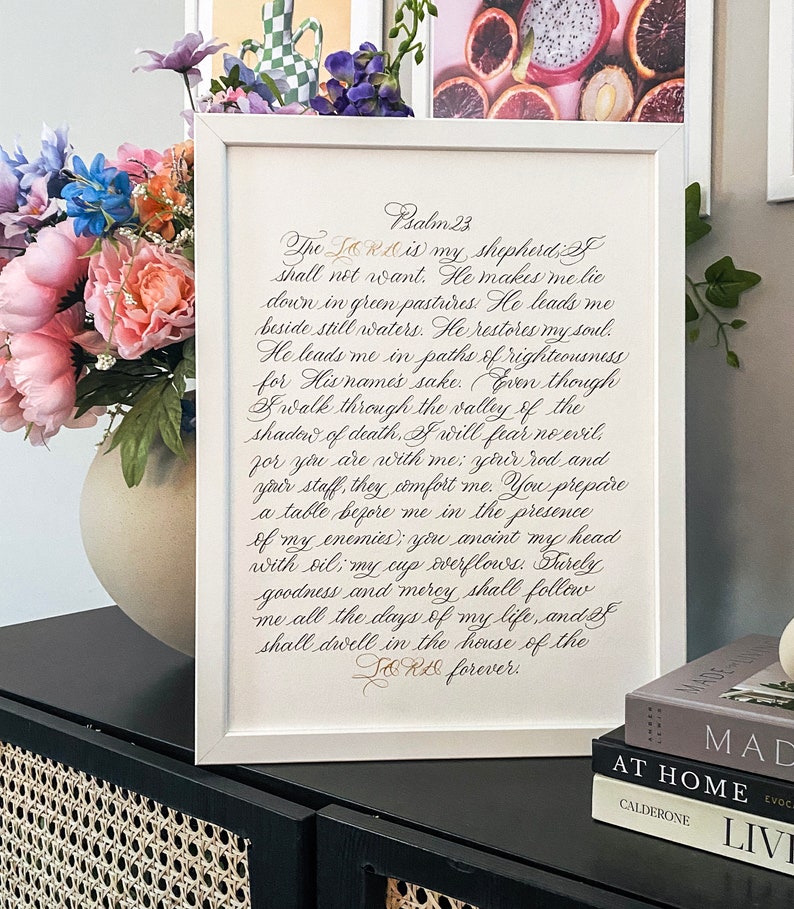Bespoke Scripture Calligraphy Psalm 23 Bible Print - Etsy