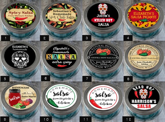 Custom Grey Homemade Salsa Label Canning & Preserving Food & Fermenting ...