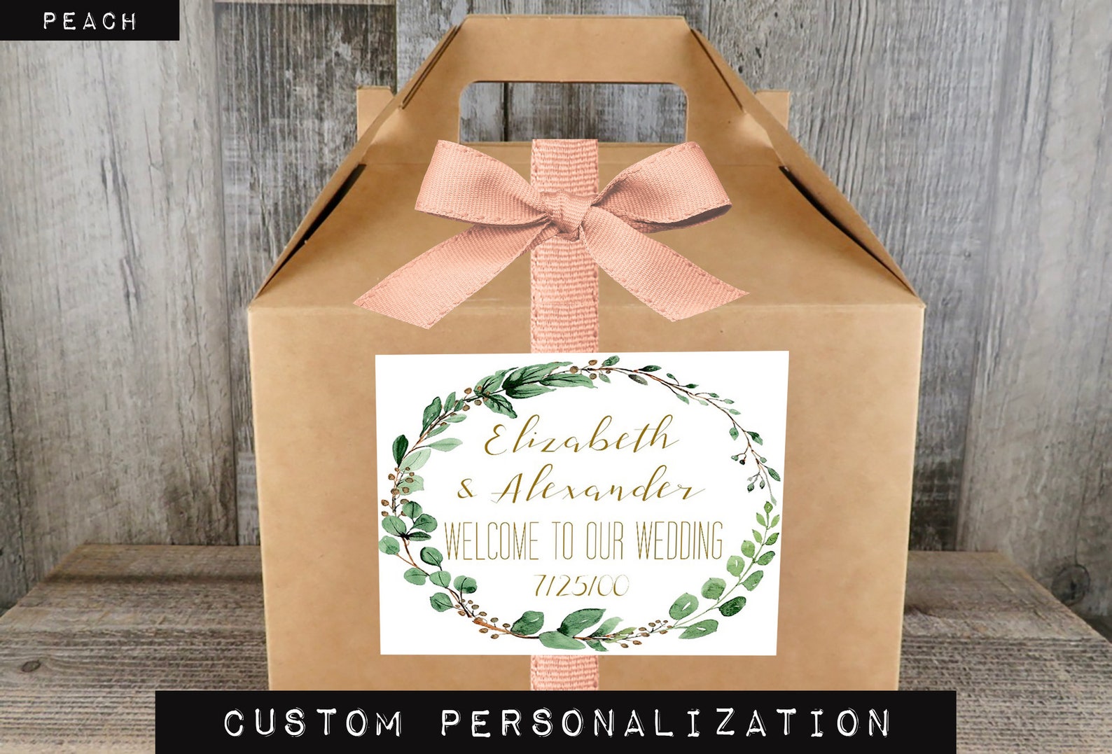 Wedding Welcome Box Botanical Leafy Wreath Personalized | Etsy