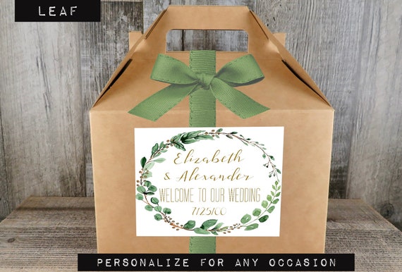 Wedding Welcome Box Botanical Leafy Wreath Personalized | Etsy