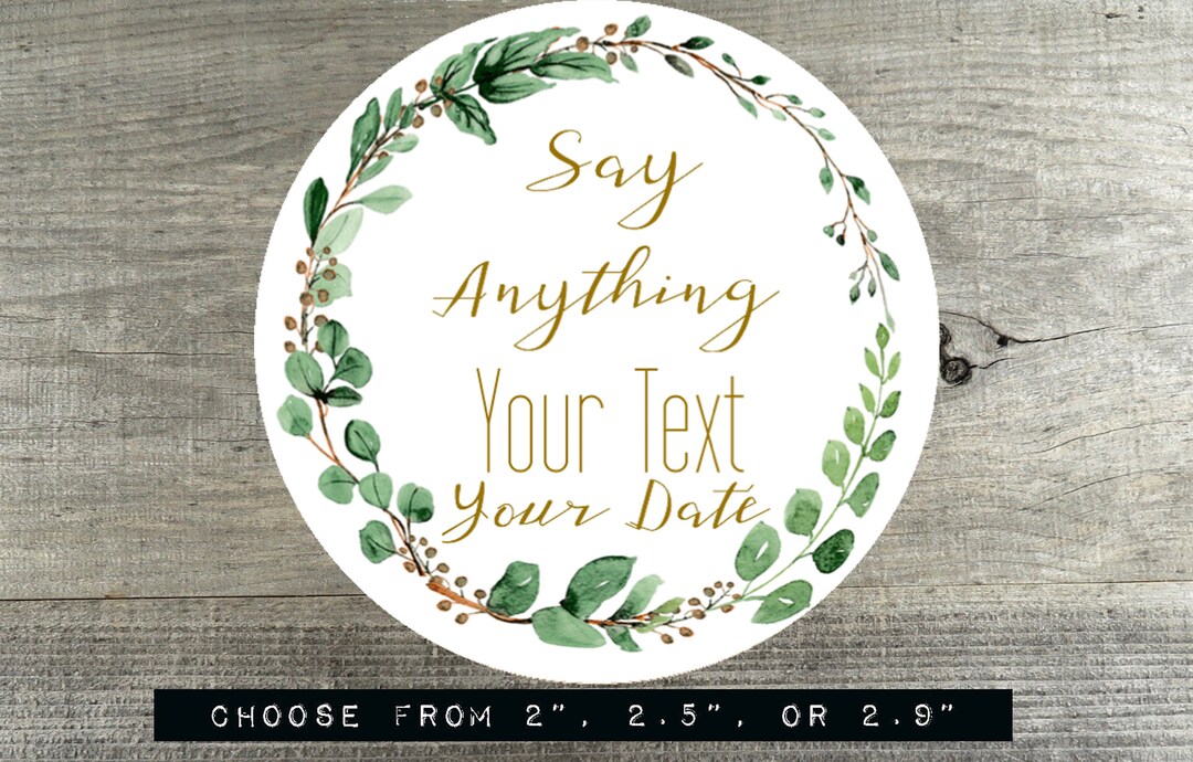 Personalized Botanical Leafy Wreath Sticker Favor Labels - Etsy