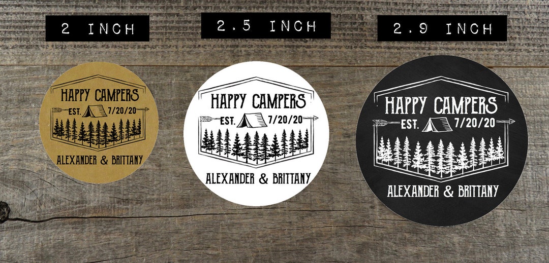 Personalized Happy Camper Sticker Favor Labels Wedding Favor - Etsy