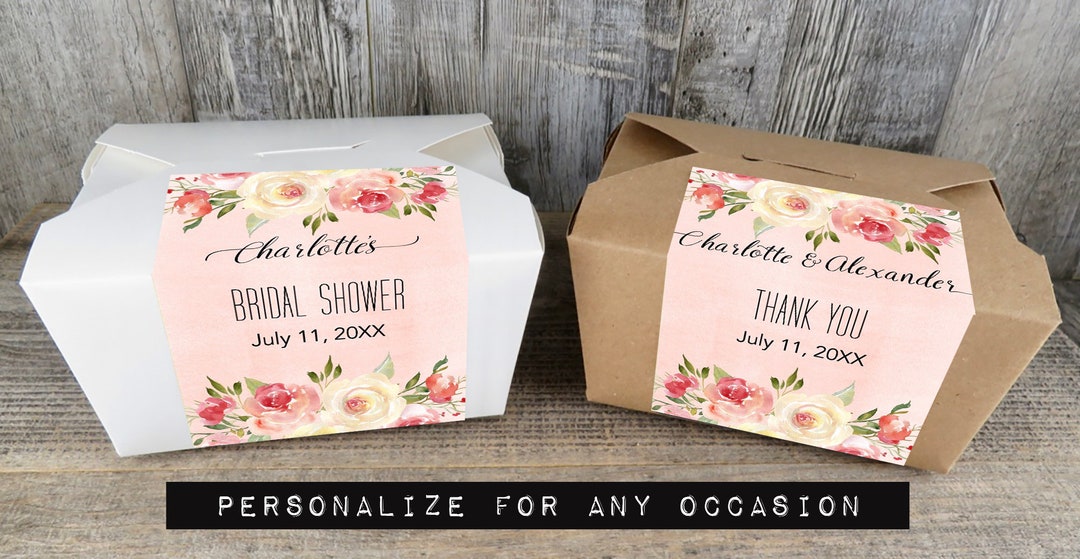 Cake Boxes Personalized Wedding Cake Take Out Boxes Blush Floral Favors ...