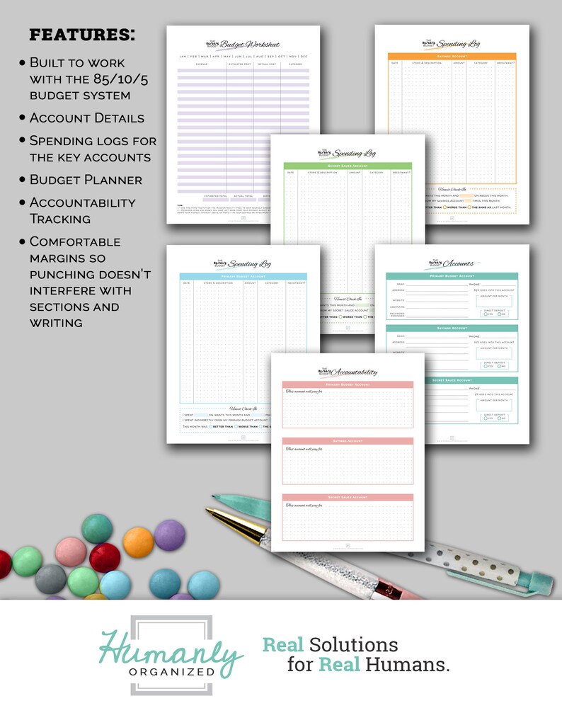 85/10/5 Budget Planner Printable Pack: Finance System (U.S. Letter ...