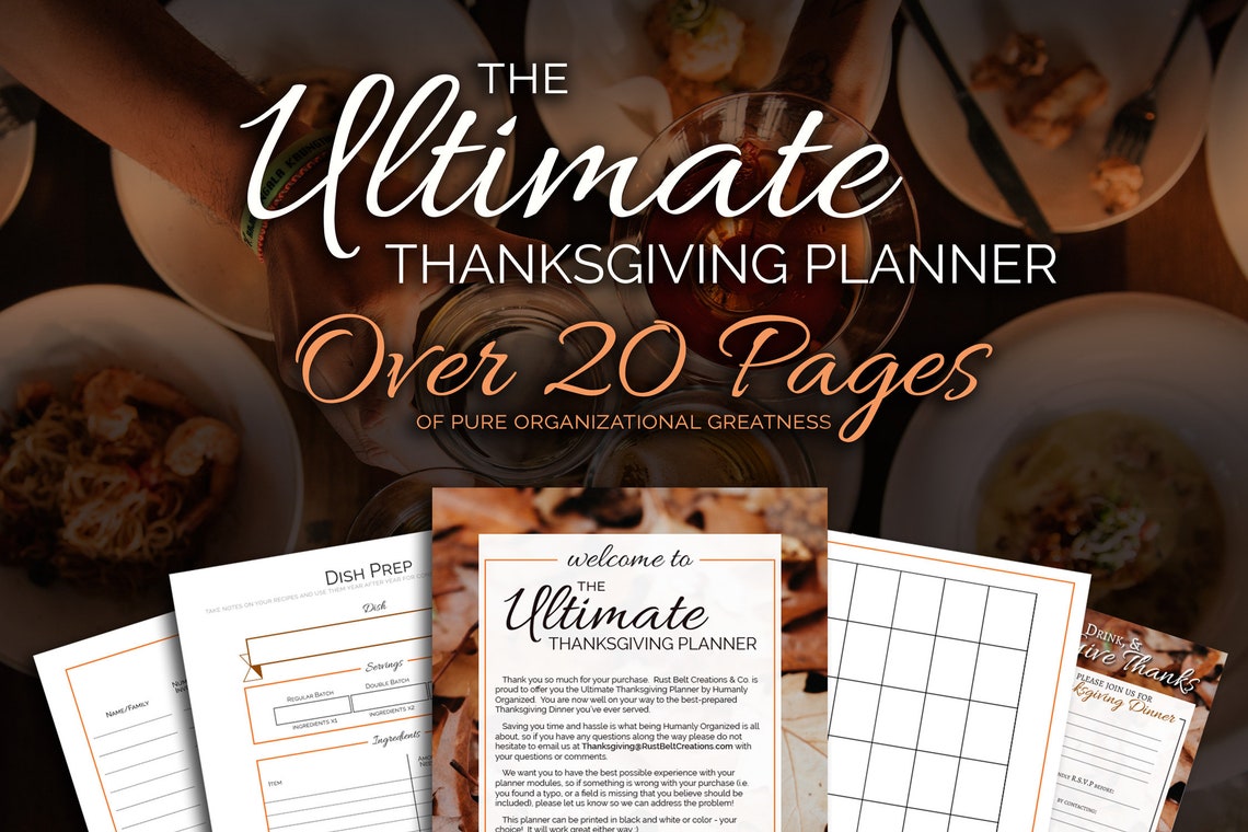 Printable Thanksgiving Planner Kit: 21 Reusable Pages (PDF) - Etsy