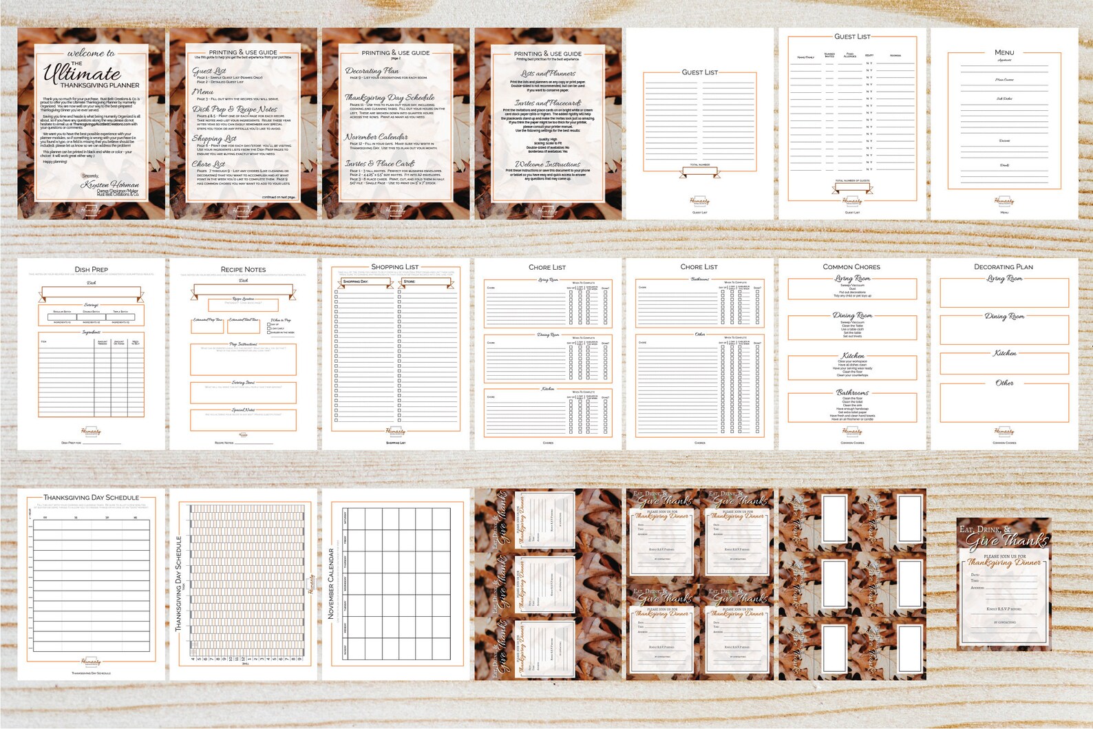 Printable Thanksgiving Planner Kit: 21 Reusable Pages (PDF) - Etsy