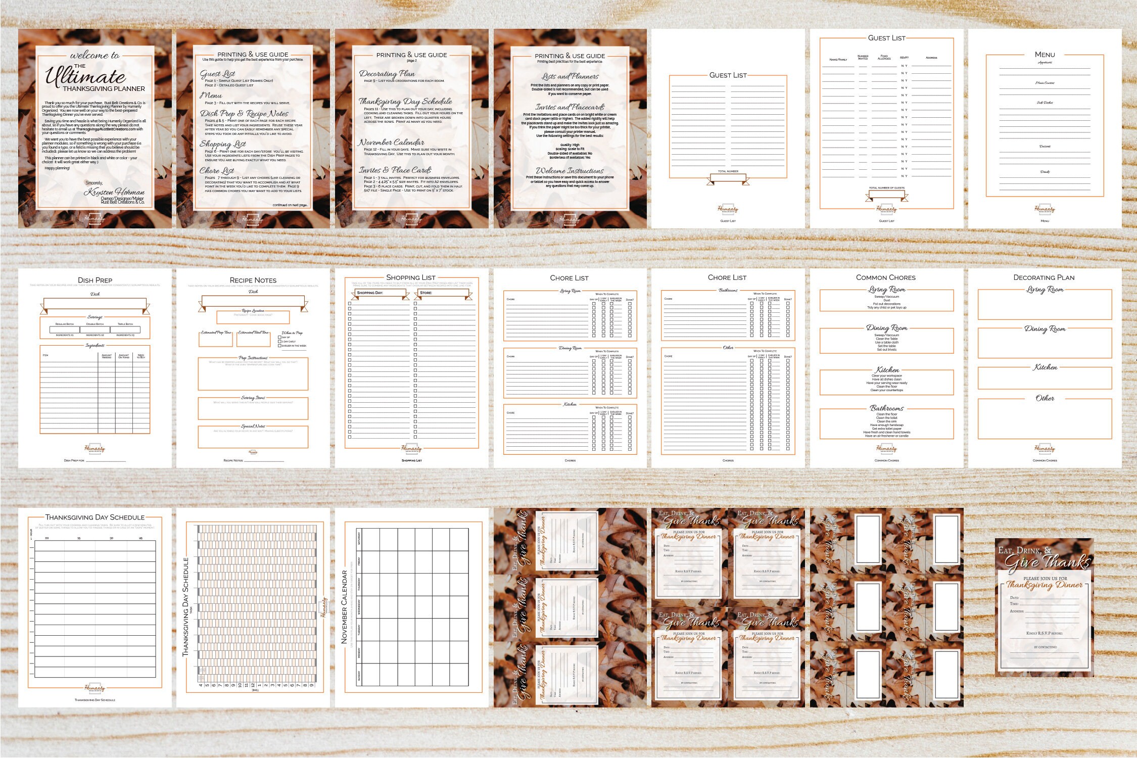Printable Thanksgiving Planner Kit: 21 Reusable Pages (PDF) - Etsy