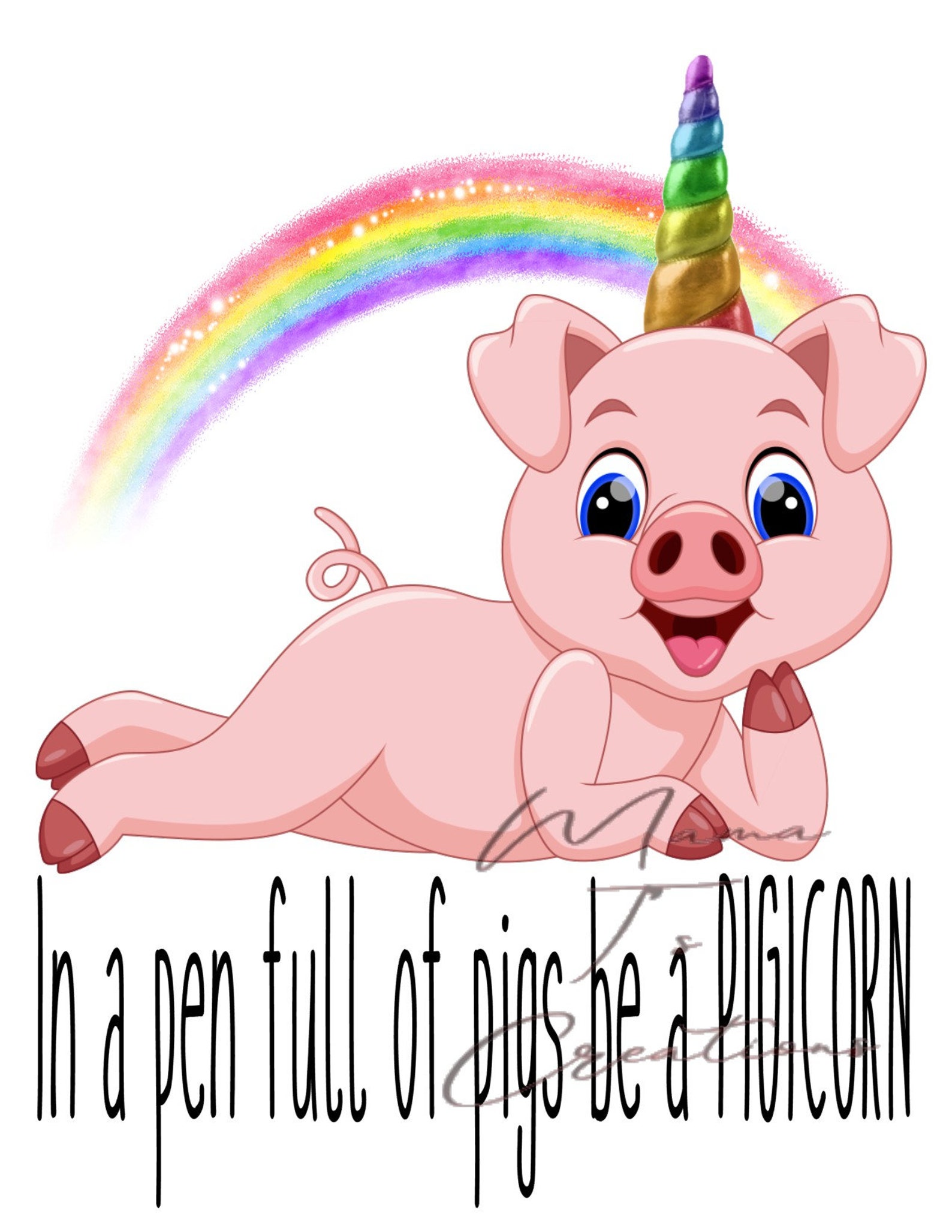Pigicorn, Unipig, Pig Unicorn Sublimation Design Digital File, INSTANT ...