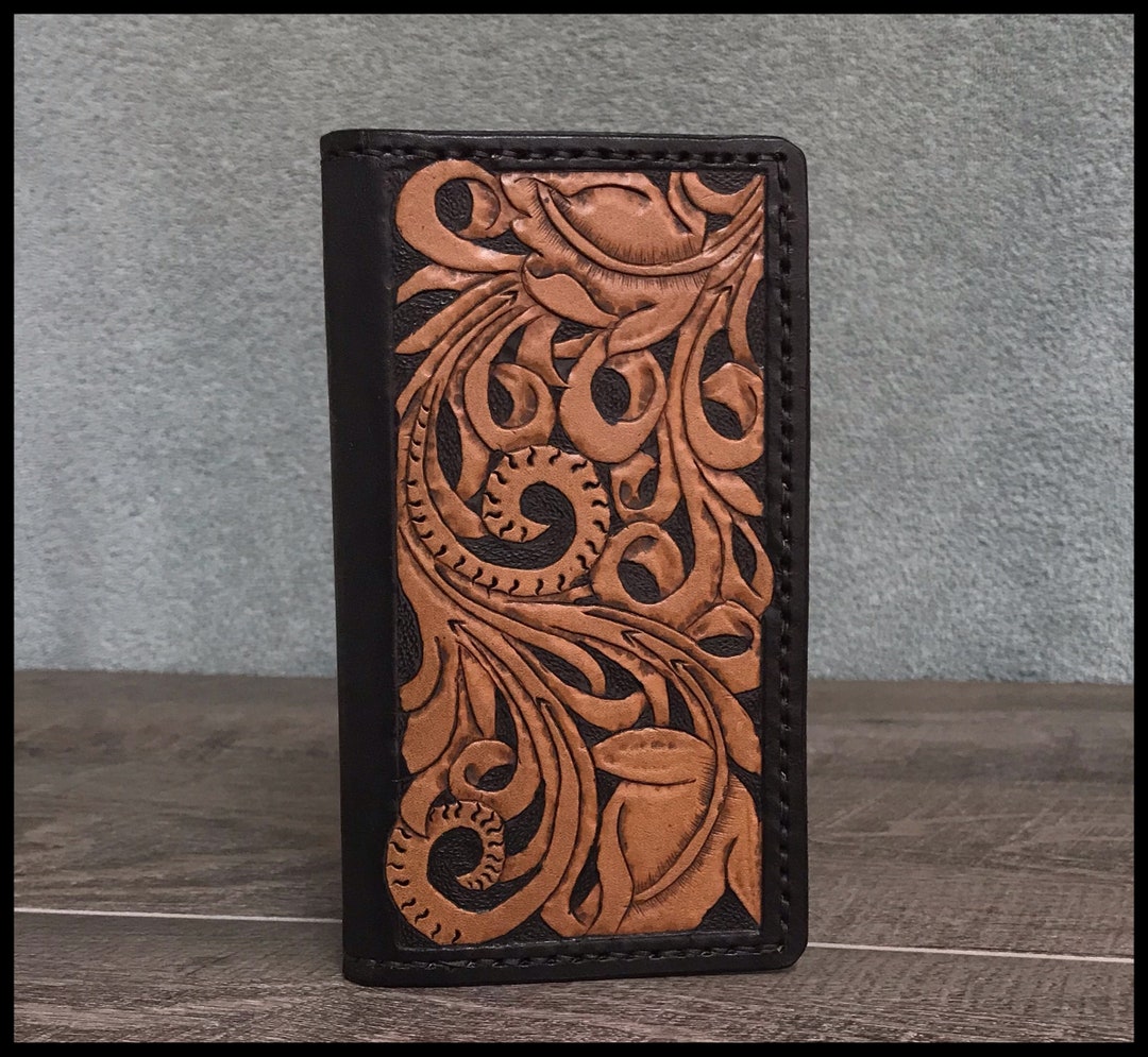 Custom Leather Checkbook Cover Hand Tooled Checkbook Wallet - Etsy