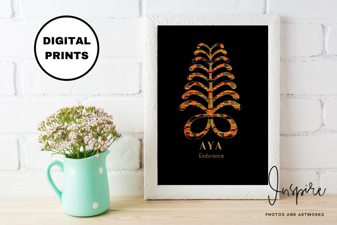 Aya-adinkra Symbolafrican Wall Artkente | Etsy