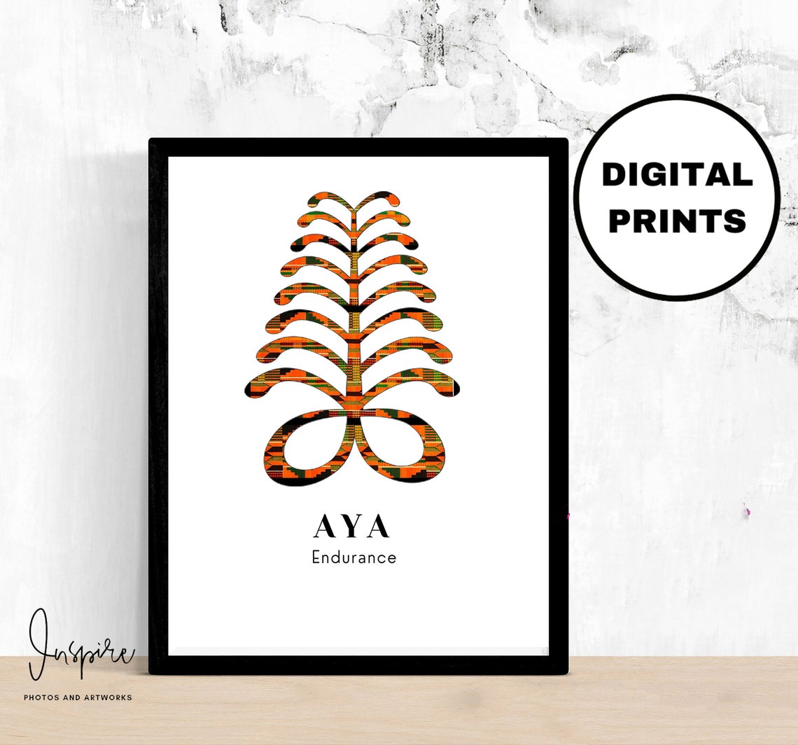 Aya-adinkra Symbolafrican Wall Artkenteafrican Home | Etsy
