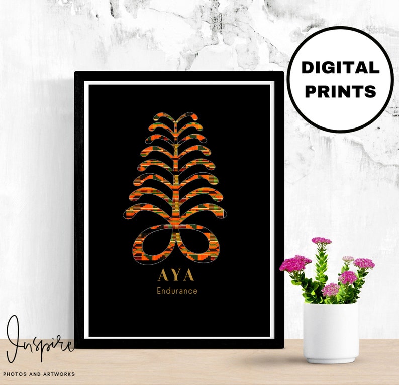 Símbolo de Aya-Adinkra arte de la pared africana Kente - Etsy España