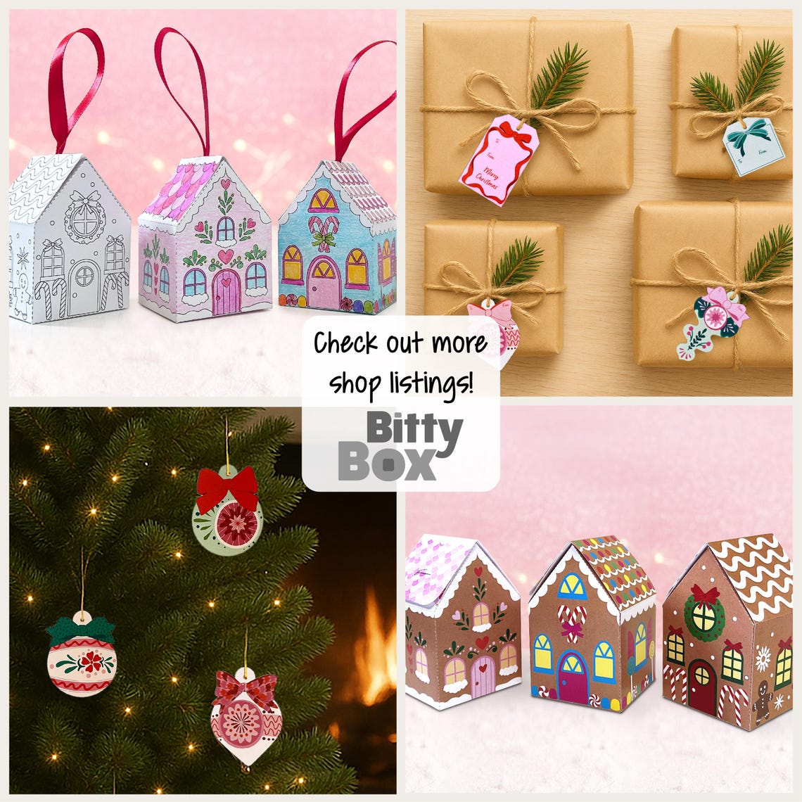 Printable Gingerbread House Garland Kids Coloring Craft Kit - Etsy