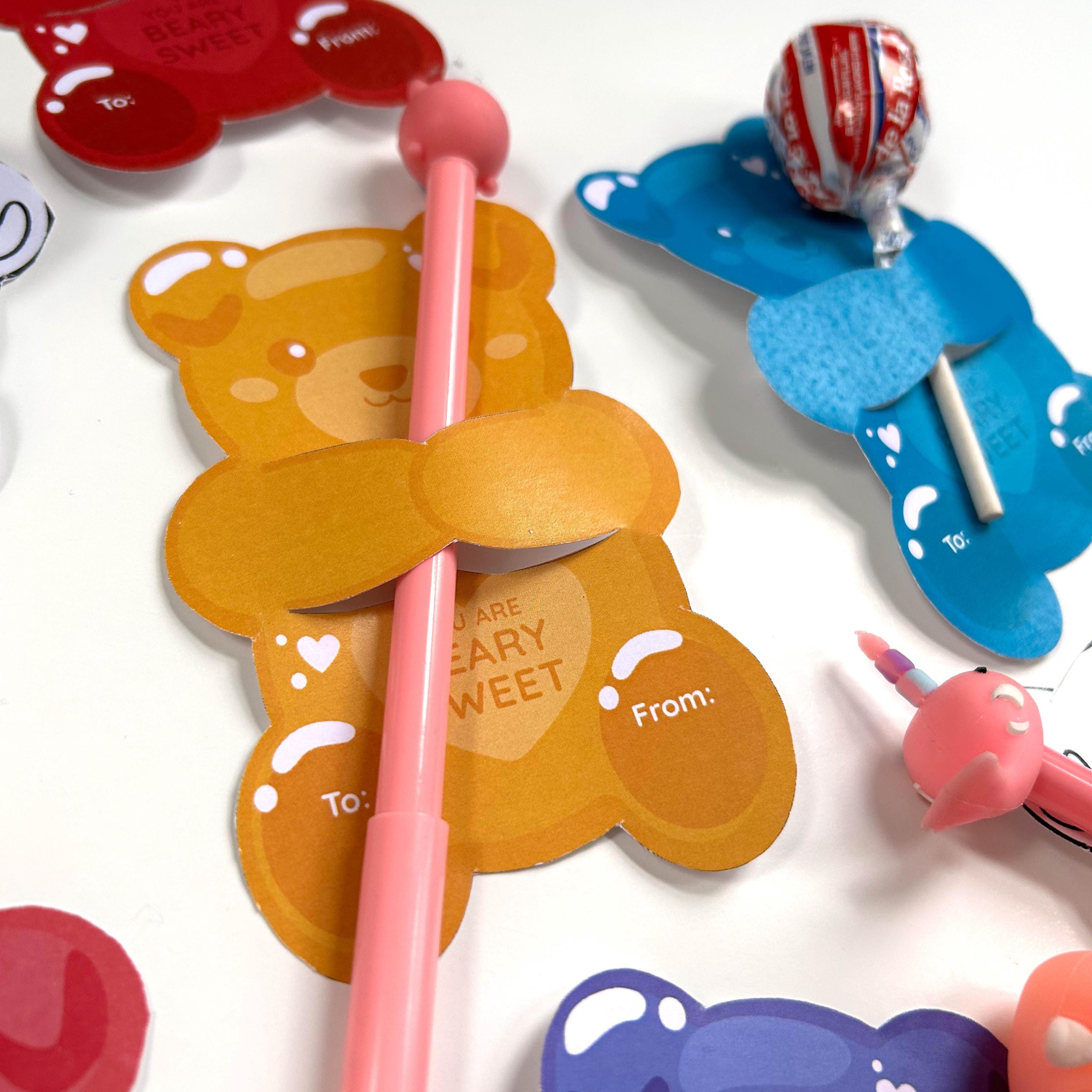Gummy Bear Valentine Printable | Pencil or Sucker Valentine Cards ...