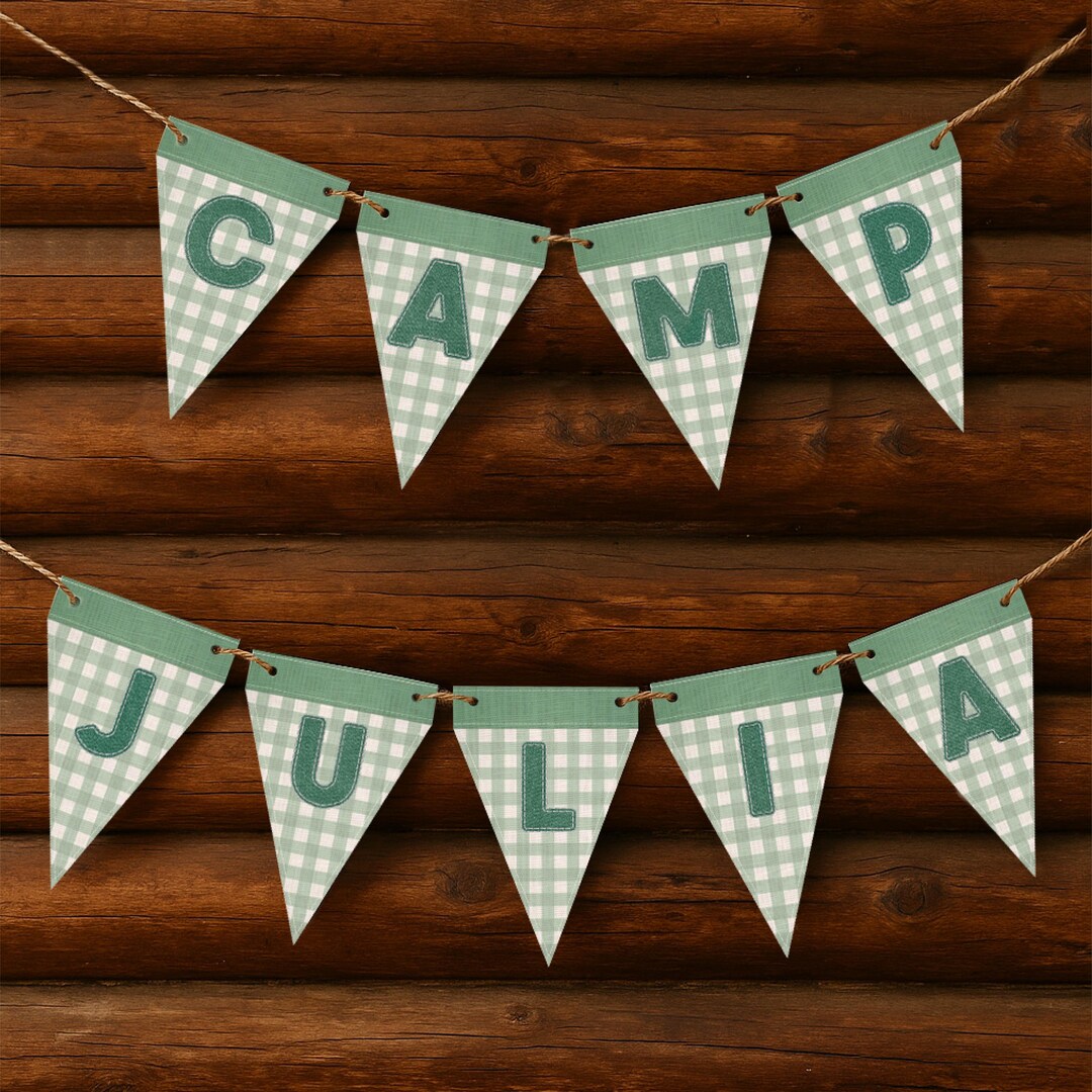 Camp Bachelorette Name Banner Printable | Sage Fabric Letter | Camping ...