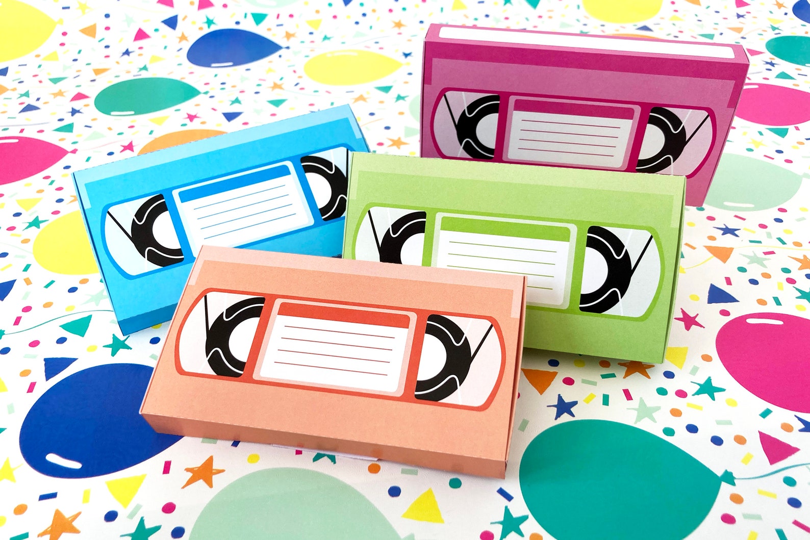Retro VHS Tape Gift Card Holder: Printable Party Favor Boxes (PDF) - Etsy