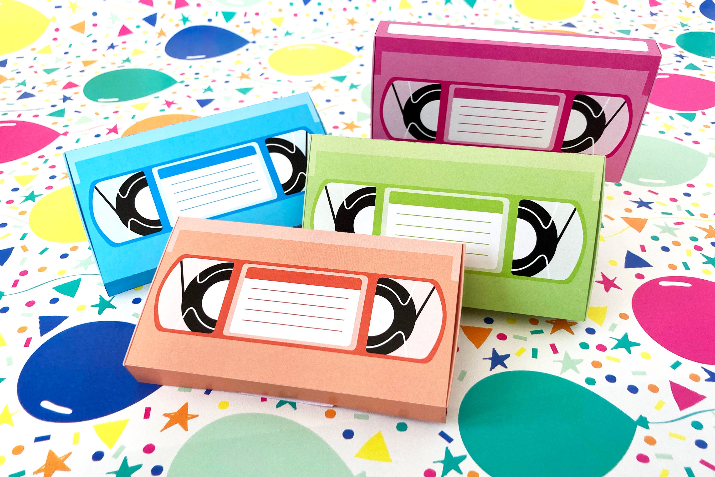 Retro VHS Tape Gift Card Holder: Printable Party Favor Boxes (PDF) - Etsy