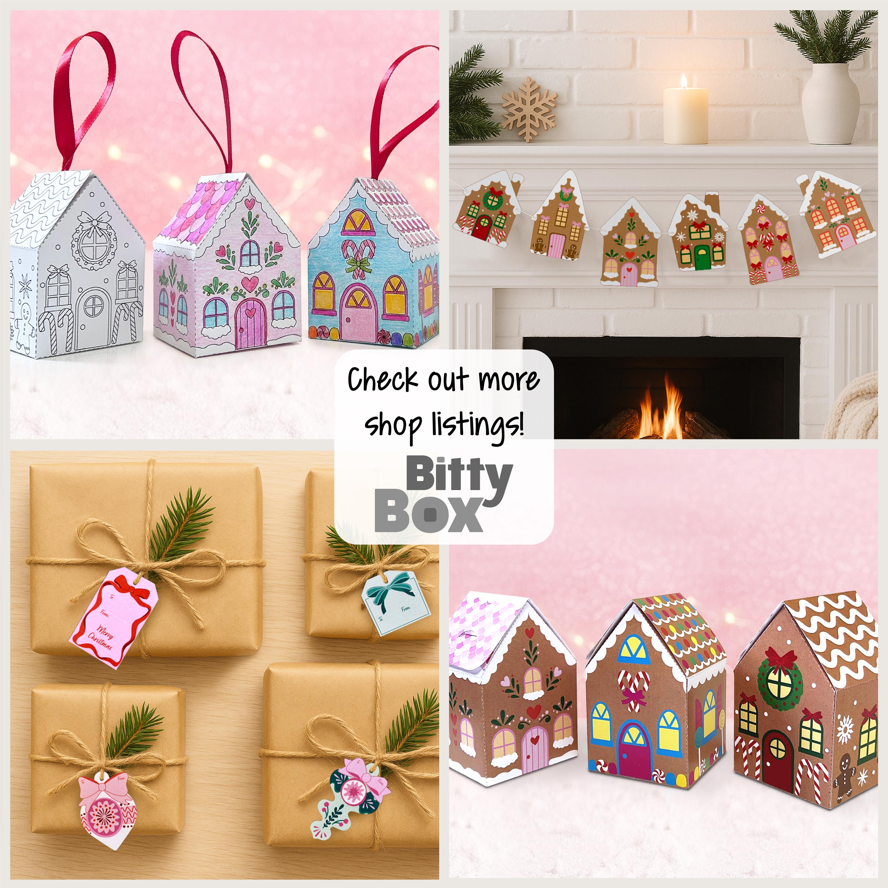 Color & Build Gingerbread House Box Craft, Printable 3D Template Set (3 ...