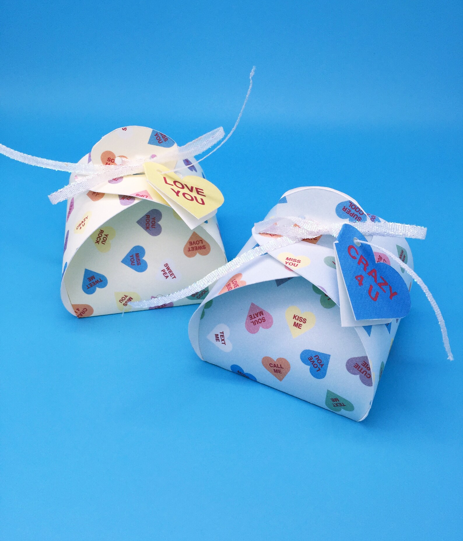 Valentine S Day Heart Conversation Gift Boxes Printable Pdf Etsy