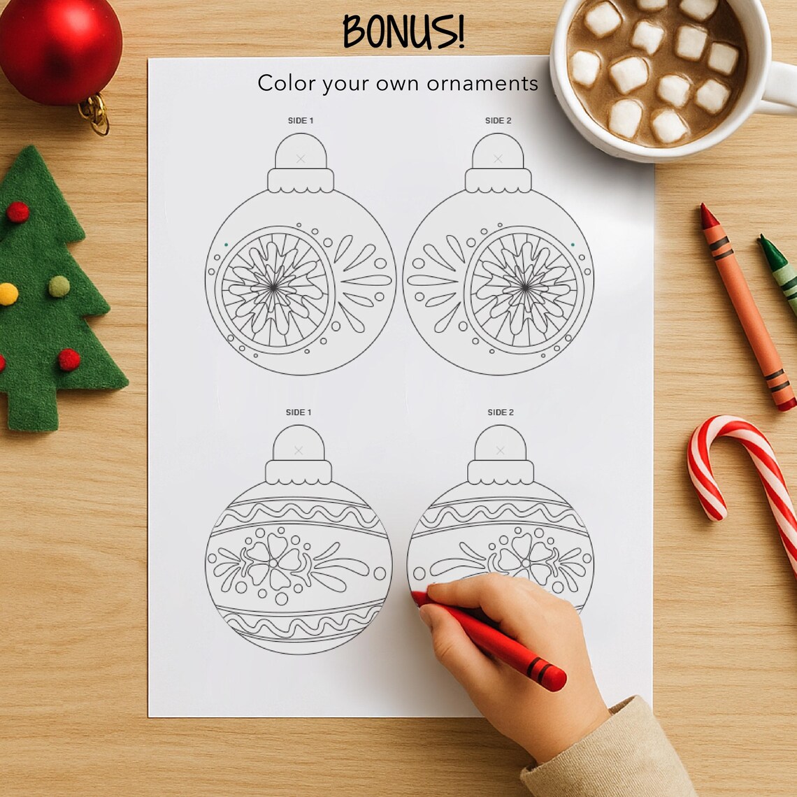 Printable Retro Christmas Ornaments | DIY Kids Coloring Craft Activity ...