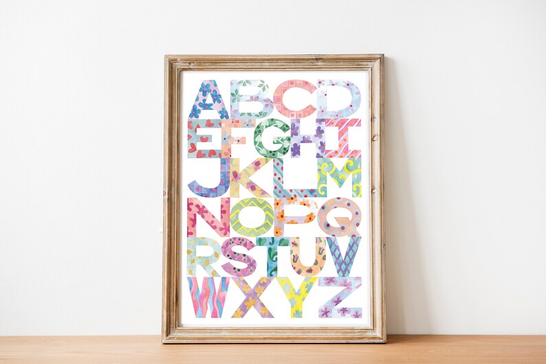 Handmade Watercolor Alphabet Poster in Soft Pastels, Digital Download ...