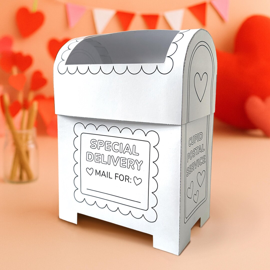 Valentine Mailbox Craft Kit, Color Your Own Cupid Postal Service ...