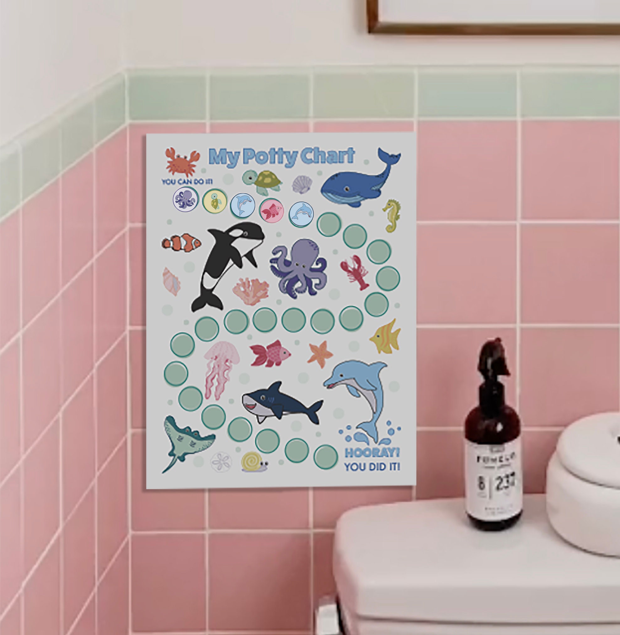 Ocean Animals Potty Training Chart, Potty Training Sticker Sheet ...
