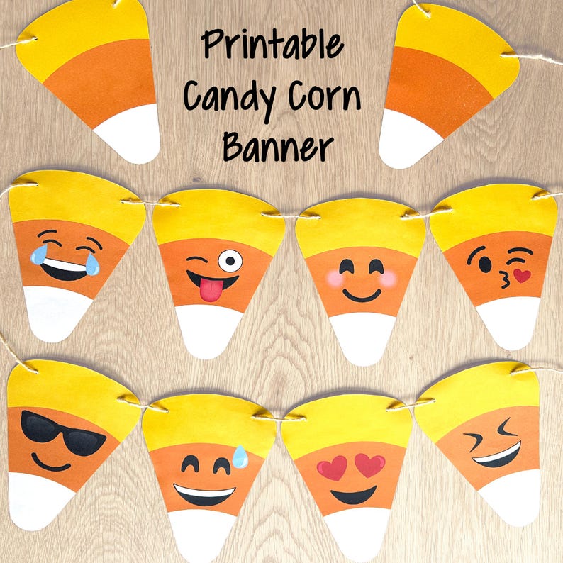 Printable Candy Corn Emoji Banner: DIY Halloween Garland (PDF) - Etsy