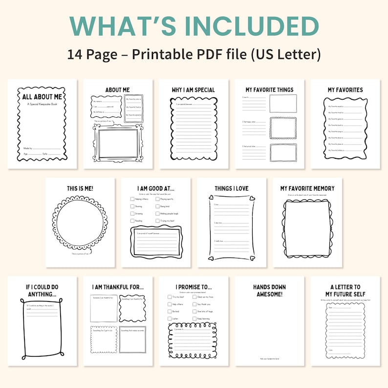 Kids' All About Me Book | Printable Memory Keepsake (PDF Craft) - Etsy