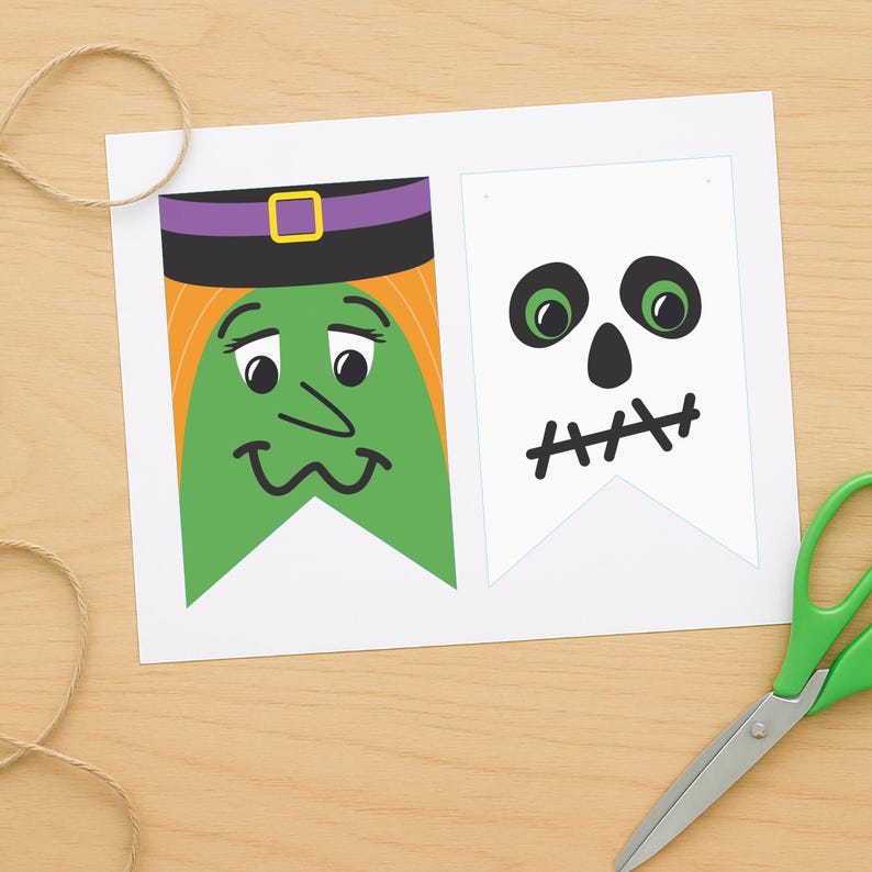 Halloween Character Garland: Printable Banner, Spooky Decor (PDF) - Etsy