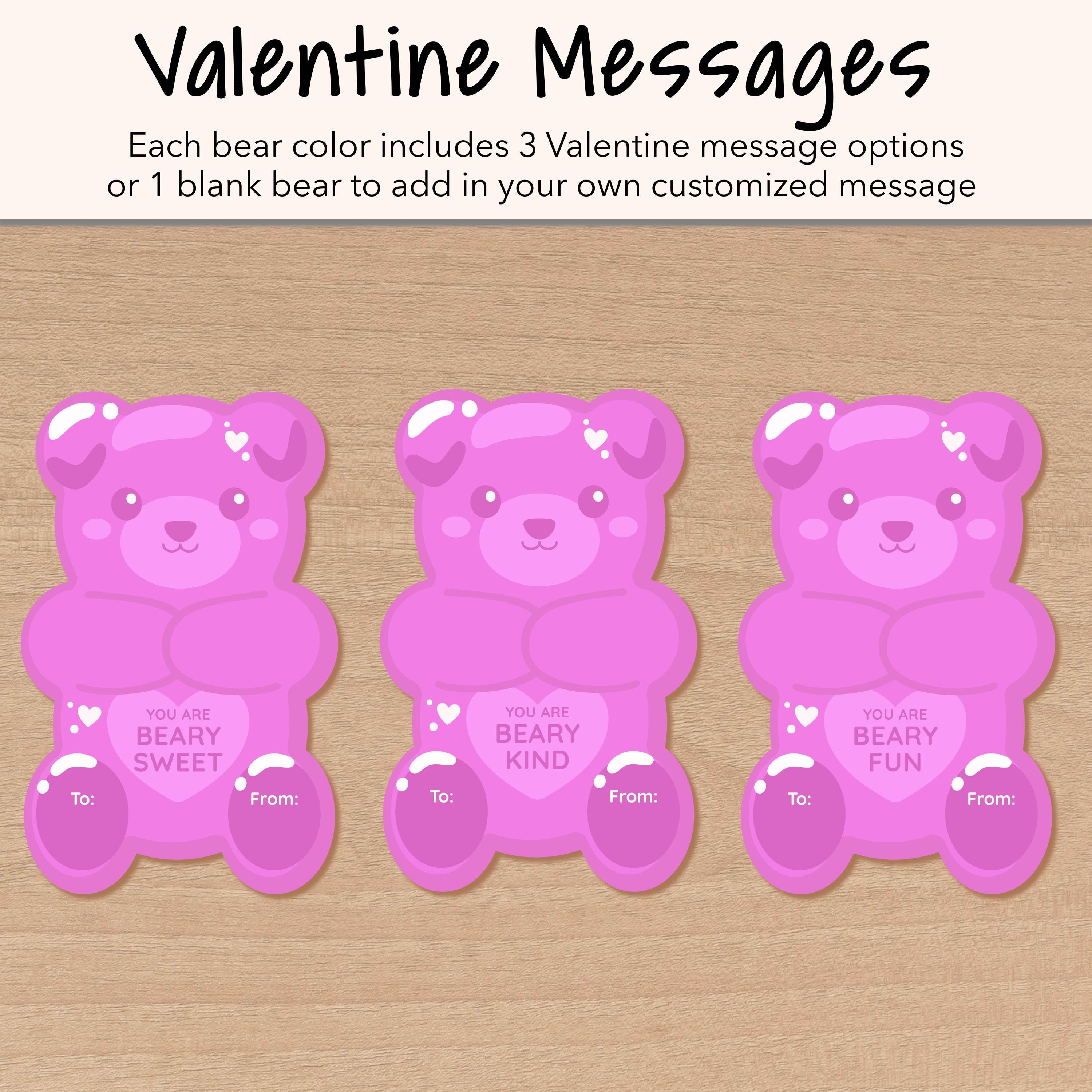 Gummy Bear Valentine Printable | Pencil or Sucker Valentine Cards ...