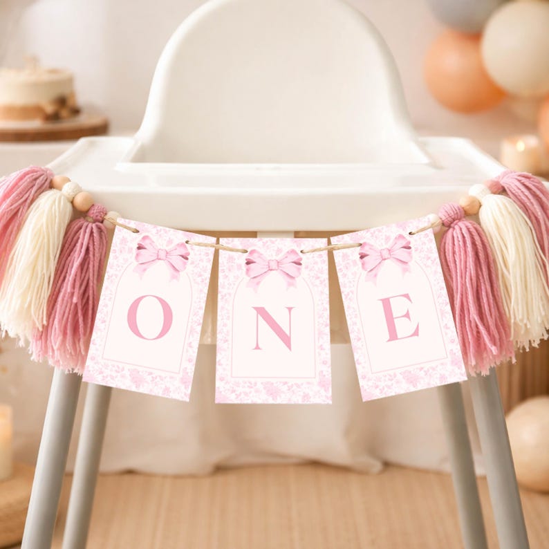 High Chair Banner Printable | 1st Birthday Banner Girl | Cake Smash ...