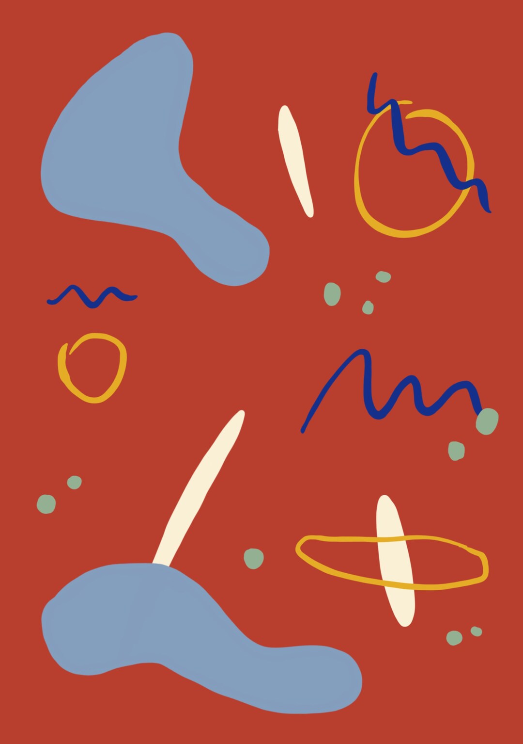 Shapes on Red Mini Print Abstract Geometric - Etsy