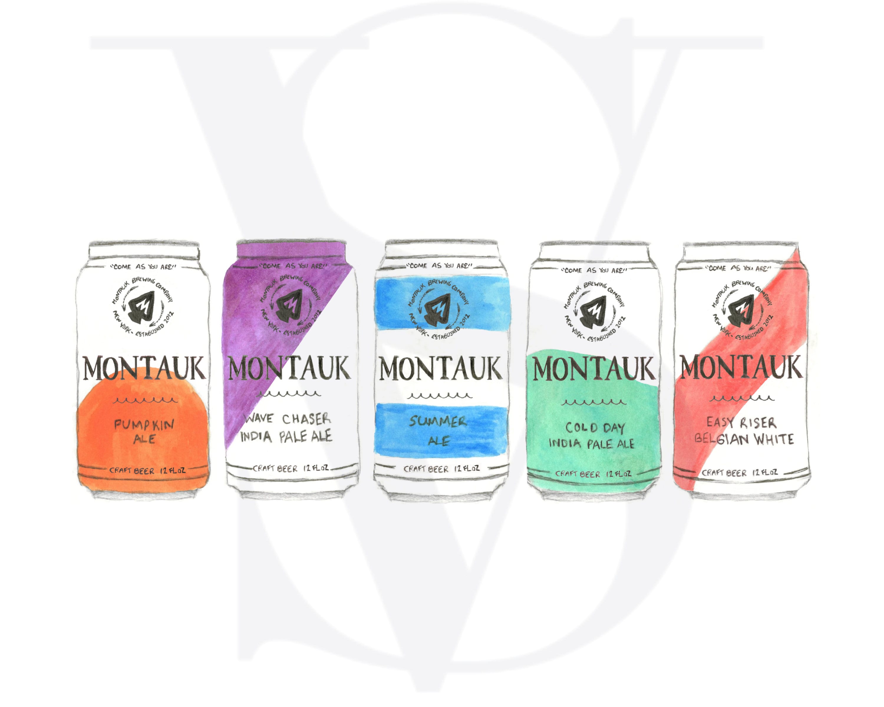 Montauk Beer Can Watercolor Print - Etsy