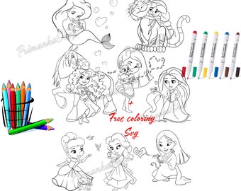 Princess coloring | Etsy