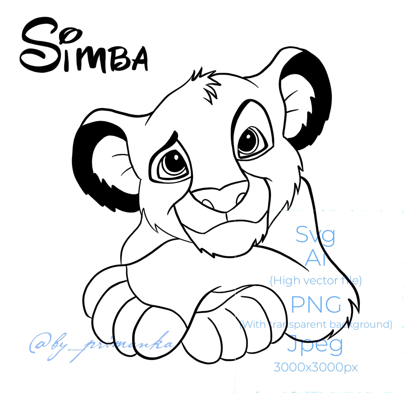 Svg Simba lion king Cute Simba Svg layered FREE Coloring | Etsy