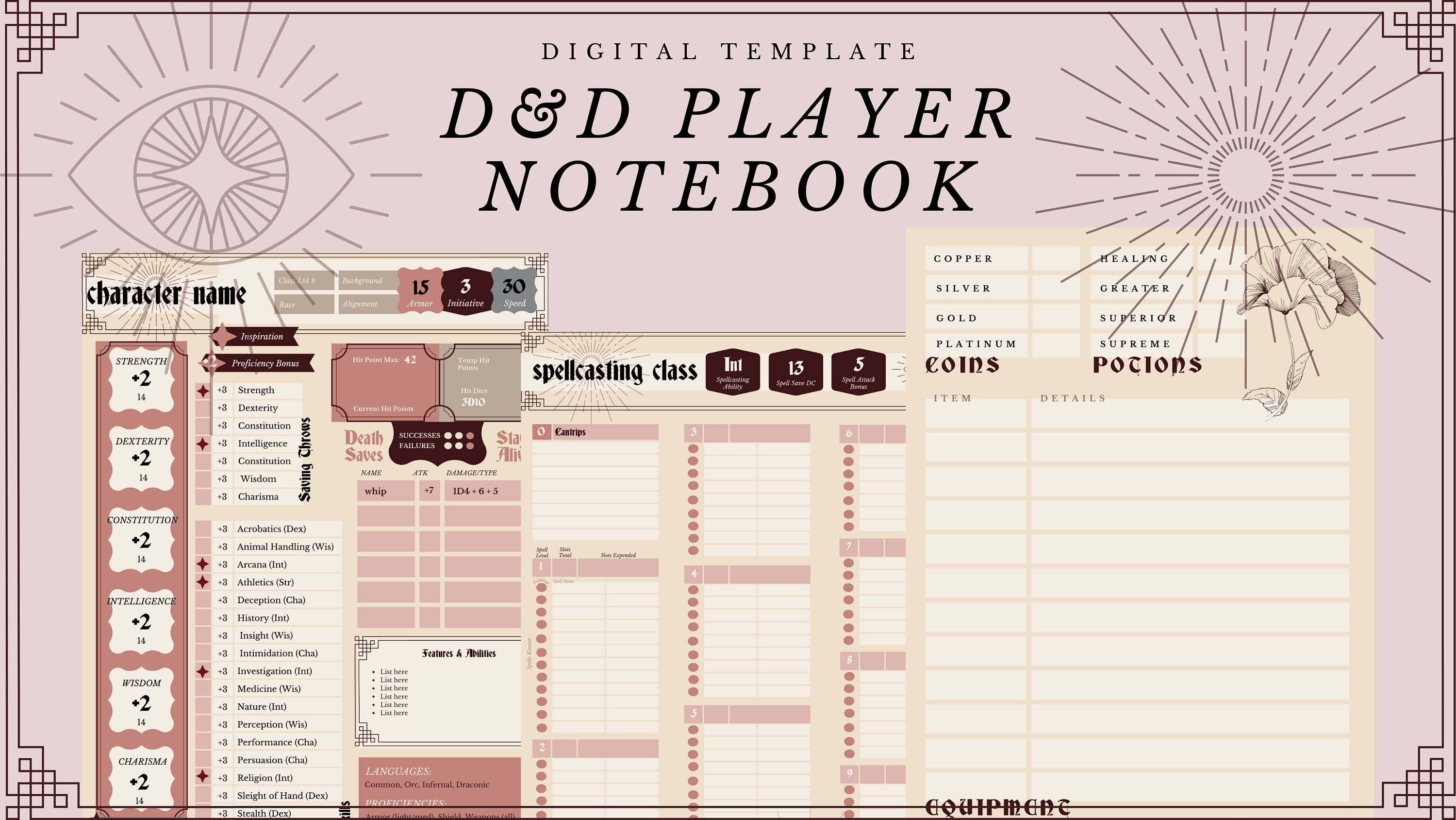 D&D Player Notebook (digital / Canva / PDF) - Etsy