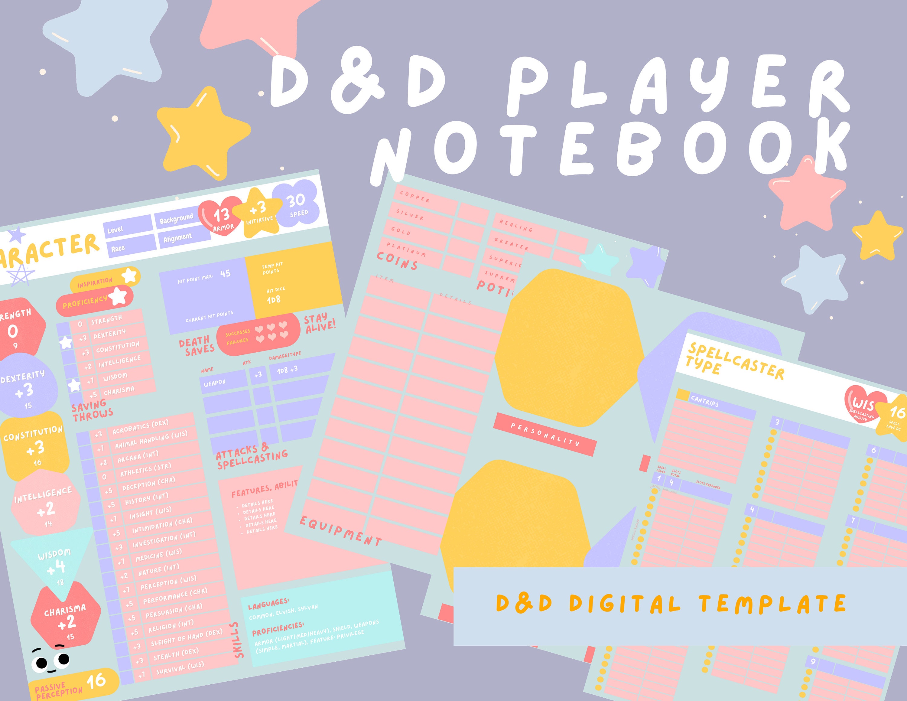 D&D Player Notebook CUTE digital/canva/pdf - Etsy