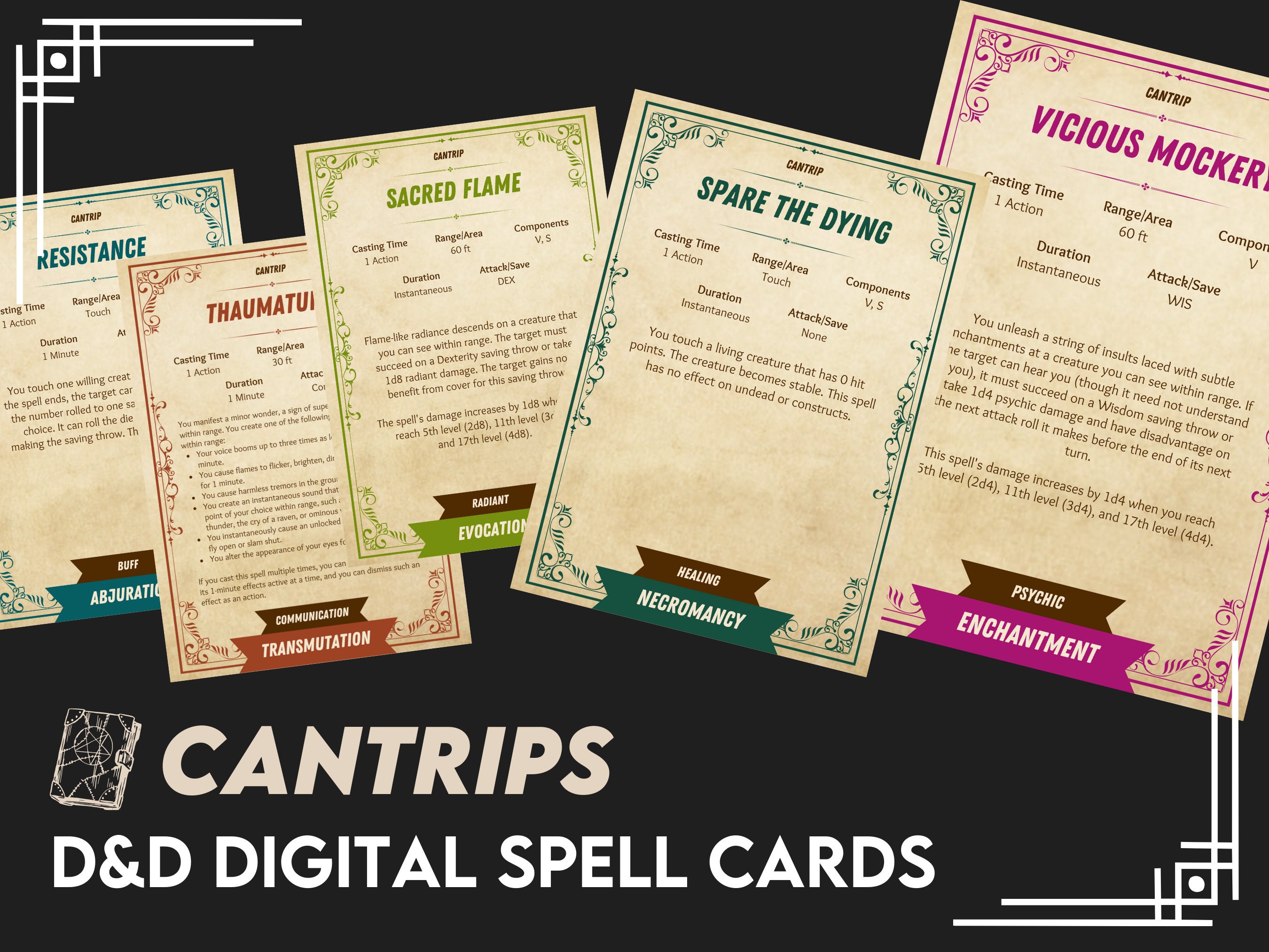 D&D Spell Cards (cantrips) - Digital Download - Etsy