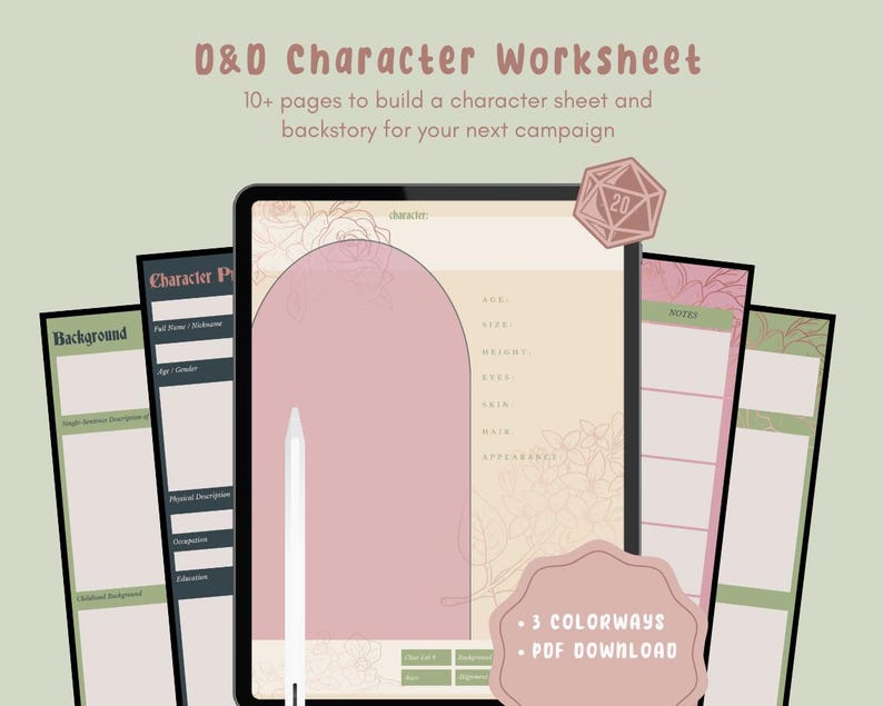 Digital D&D Character Background Template (pdf/goodnotes/notability) - Etsy