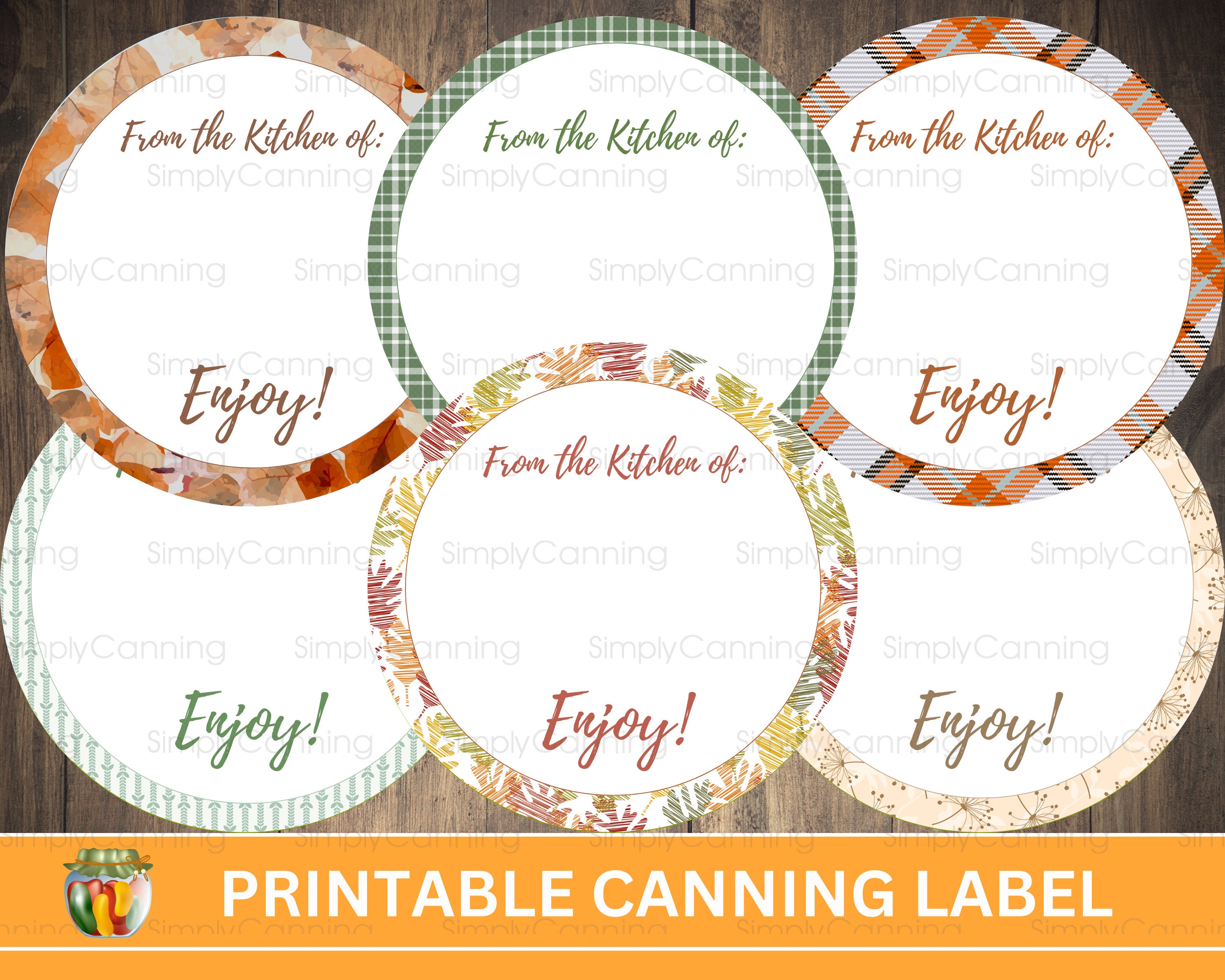 From the Kitchen Of, Enjoy Canning Jar Labels, Variety of Tan and Green ...