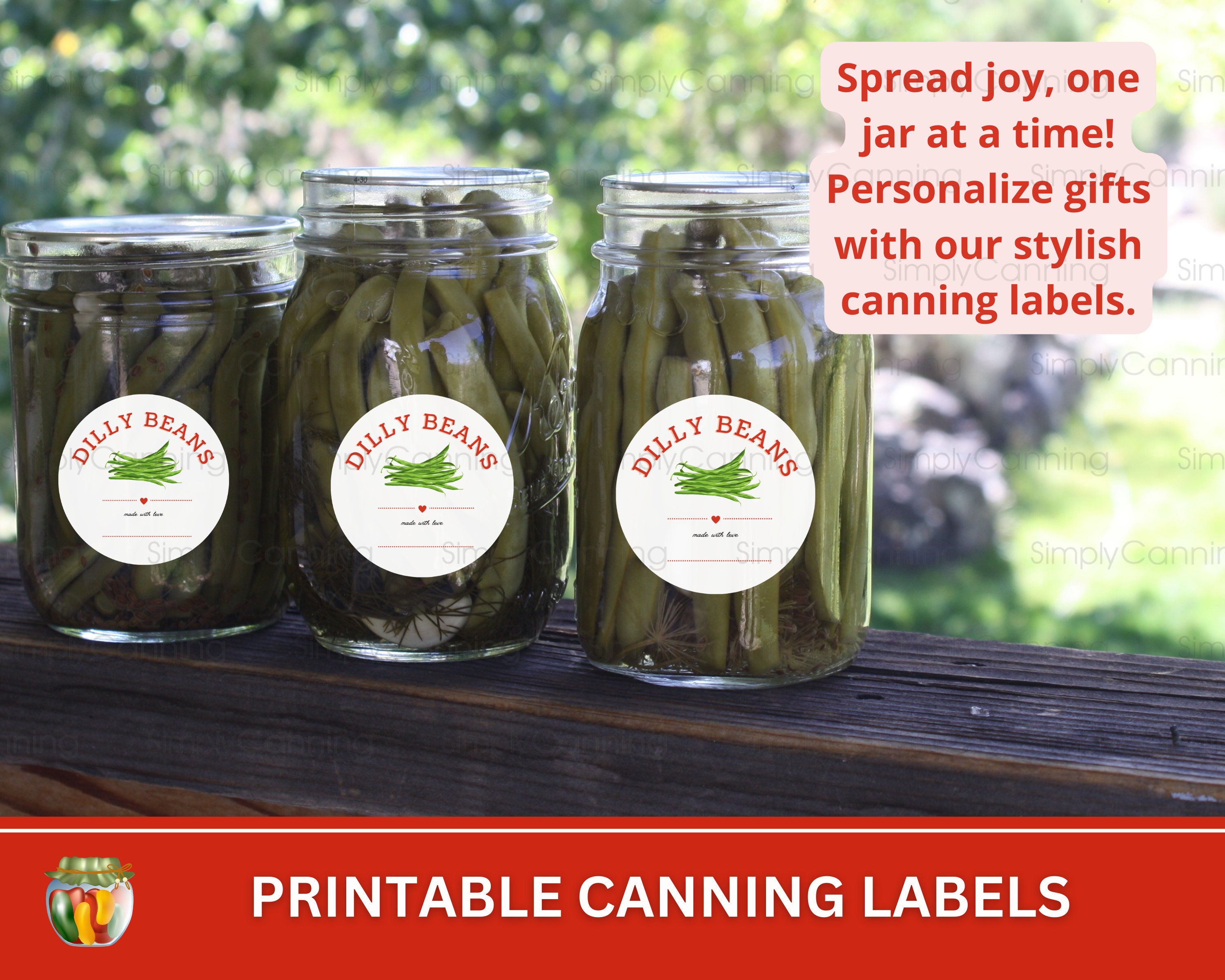 Dilly Beans Printable Canning Jar Labels, Round Labels for Canning Jar ...